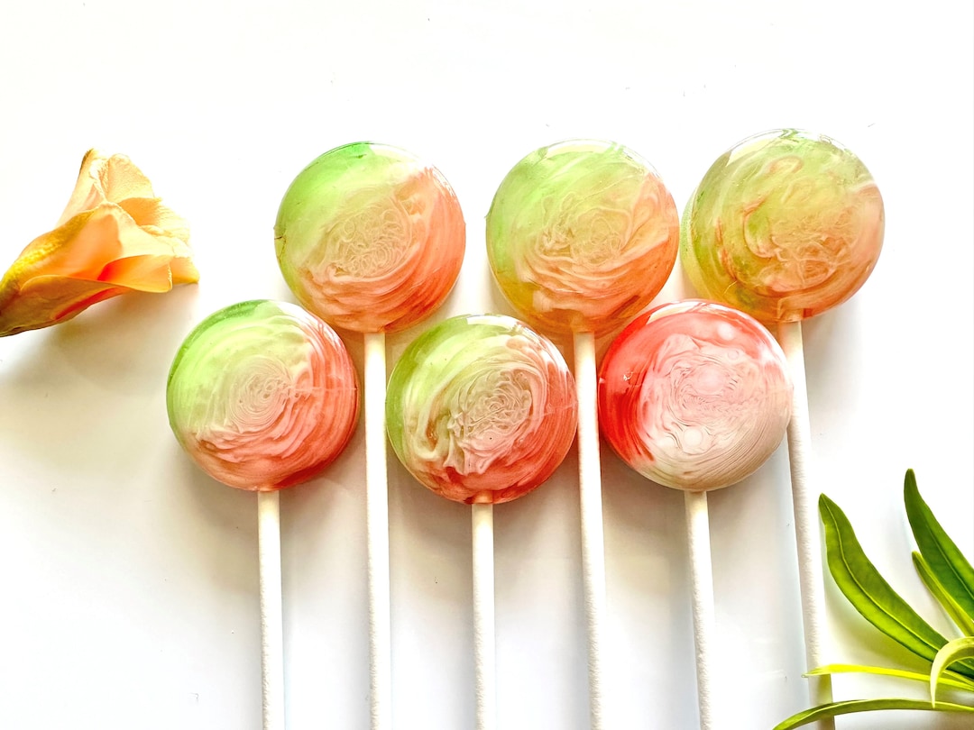 Set/16 Passion Fruit and Cream Lollipops - Hard Round Candy - Fruit ...