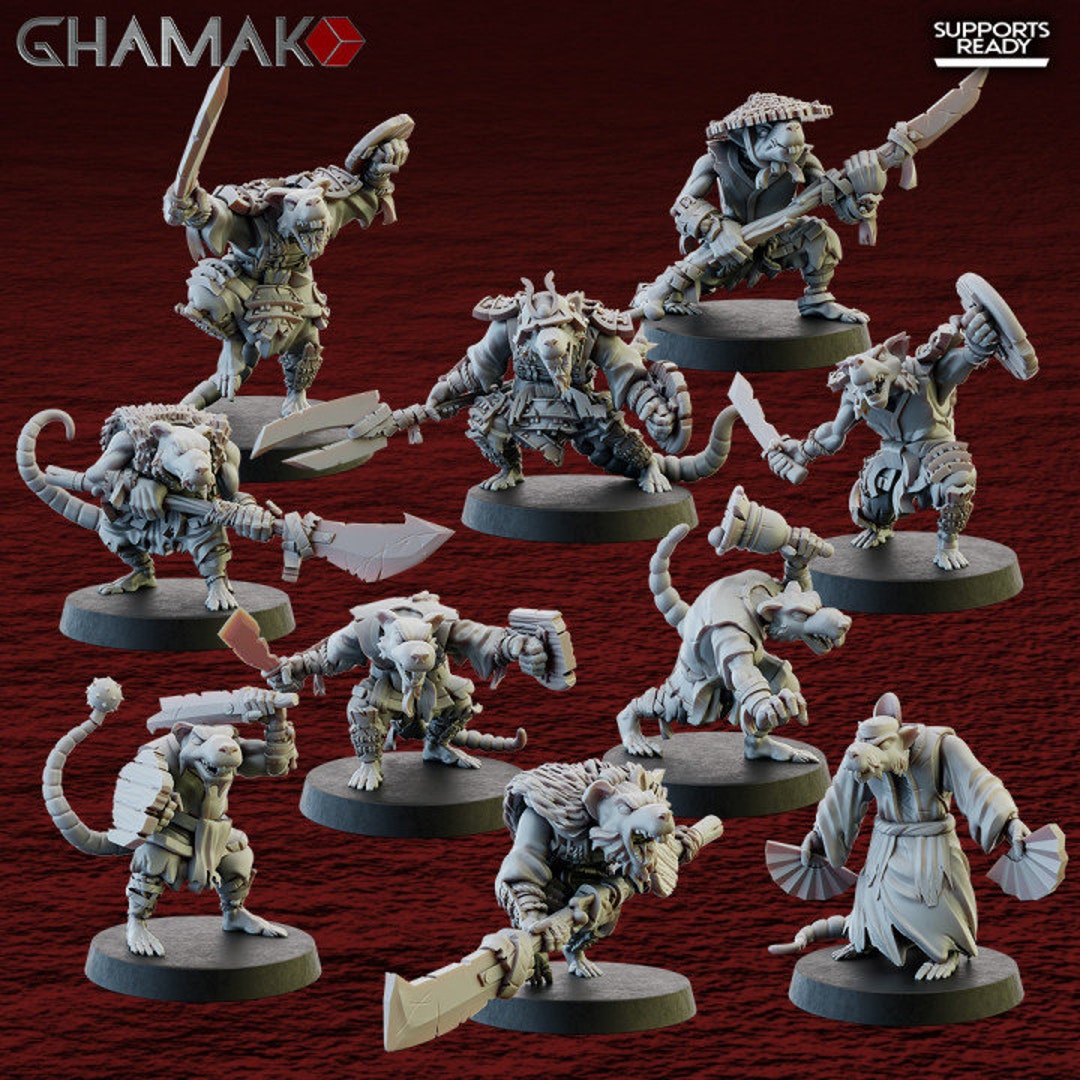 Fantasy Miniature Ashigaru Rats Set of 10 Nezumi - Etsy
