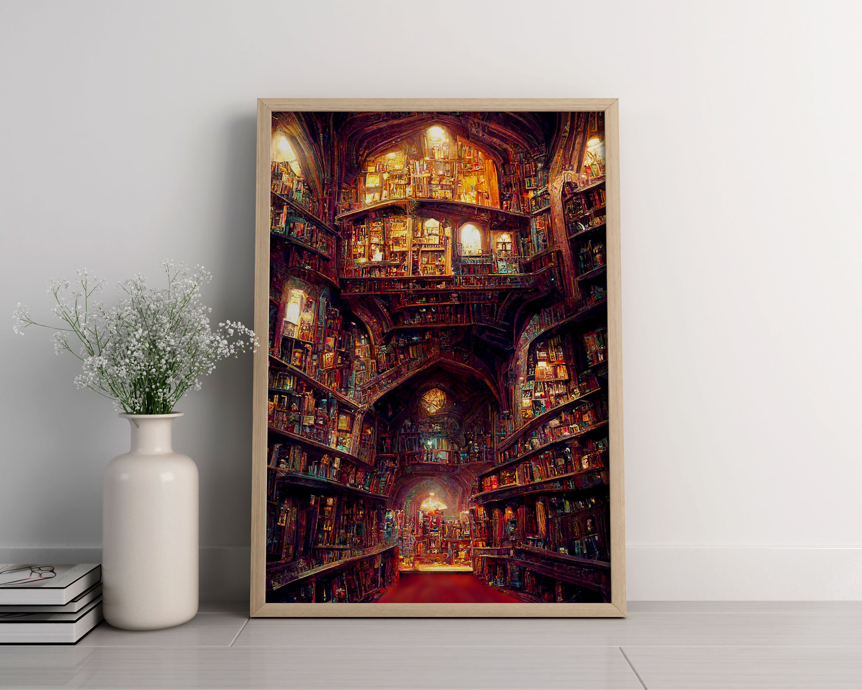 Wizarding Library Print Wizarding School Library Poster - Etsy