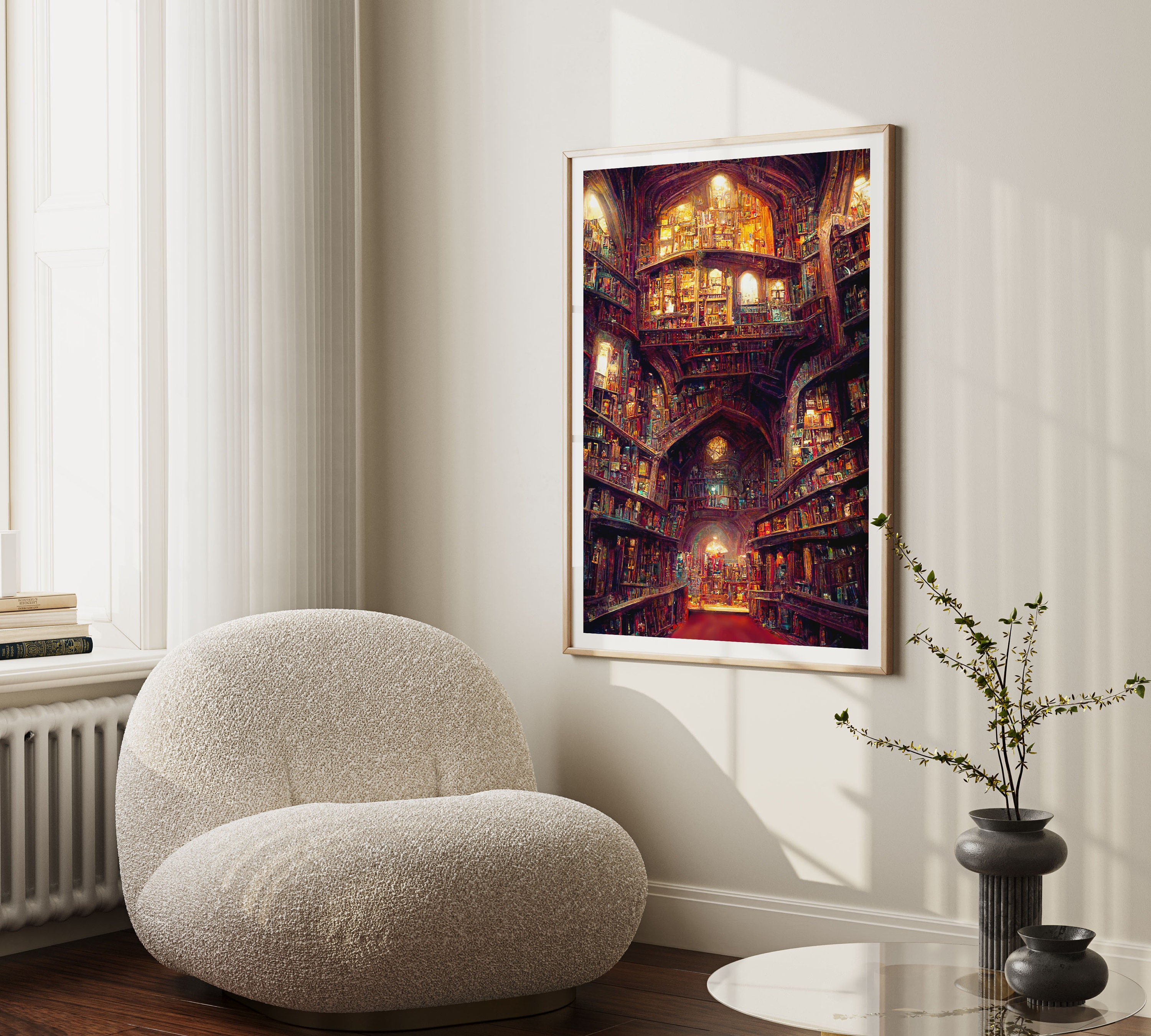 Wizarding Library Print Wizarding School Library Poster - Etsy