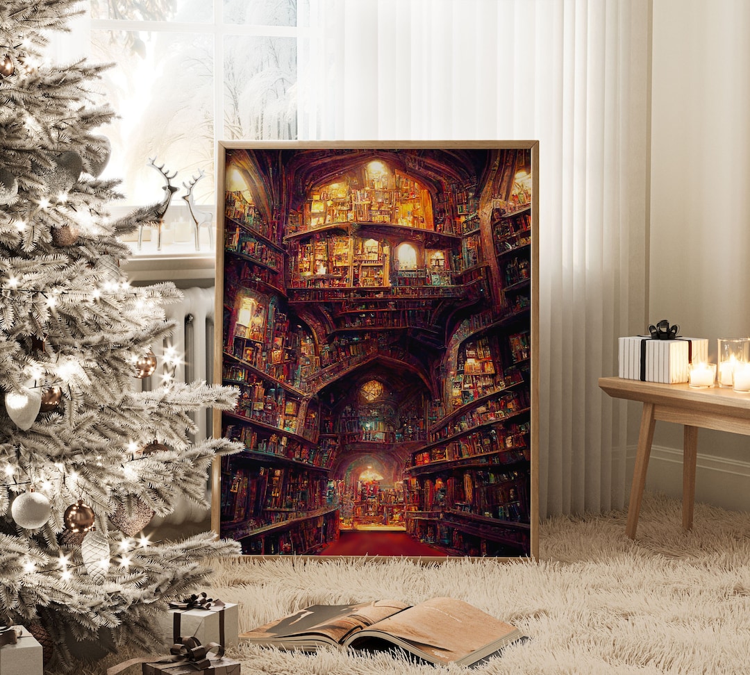 Wizarding Library Print Wizarding School Library Poster - Etsy