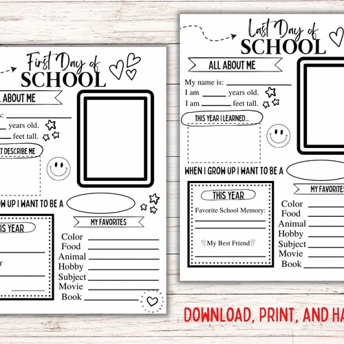 First and Last Day of School Printable Back to School - Etsy