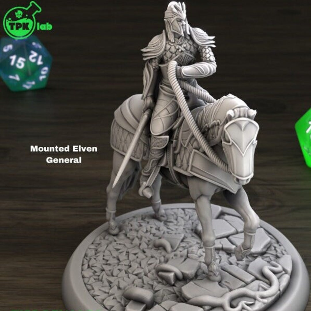 Mounted Elven General Miniature for Fantasy Tabletop - Etsy