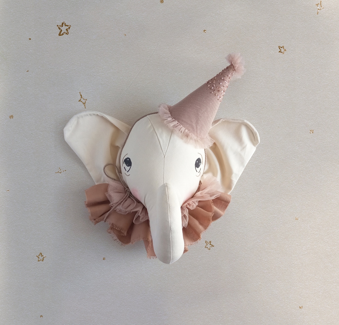 Stuffed Elephant Head Wall Mount: Safari Nursery Decor - Etsy