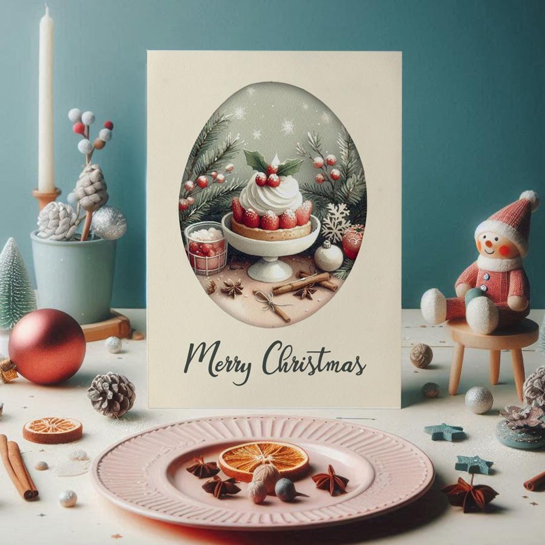 Merry Christmas Card | Digital Christmas Card | Christmas Cake Merry ...