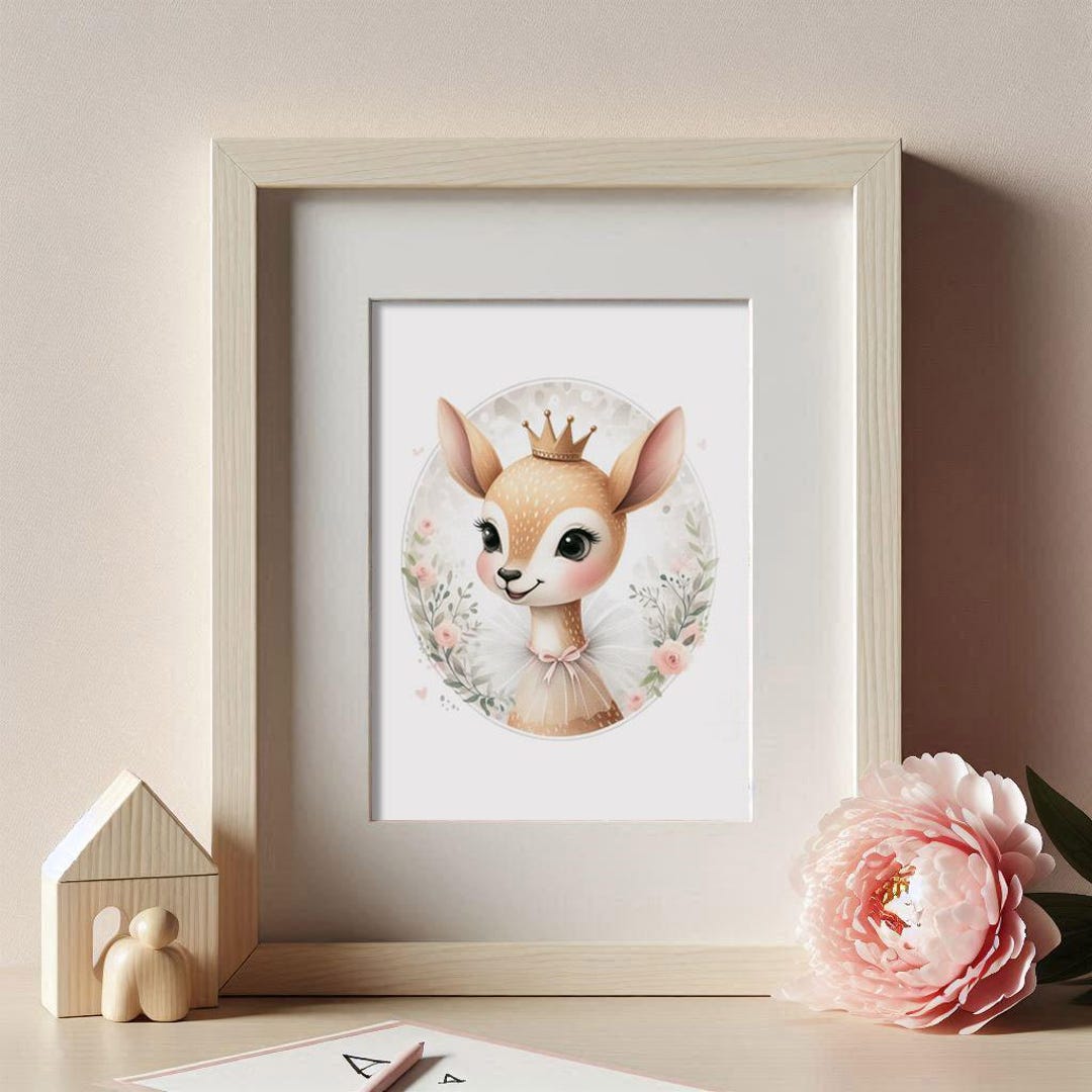 Nursery Fawn Wall Art, Kids Room Print, Cute Fawn Printable, Fawn With ...