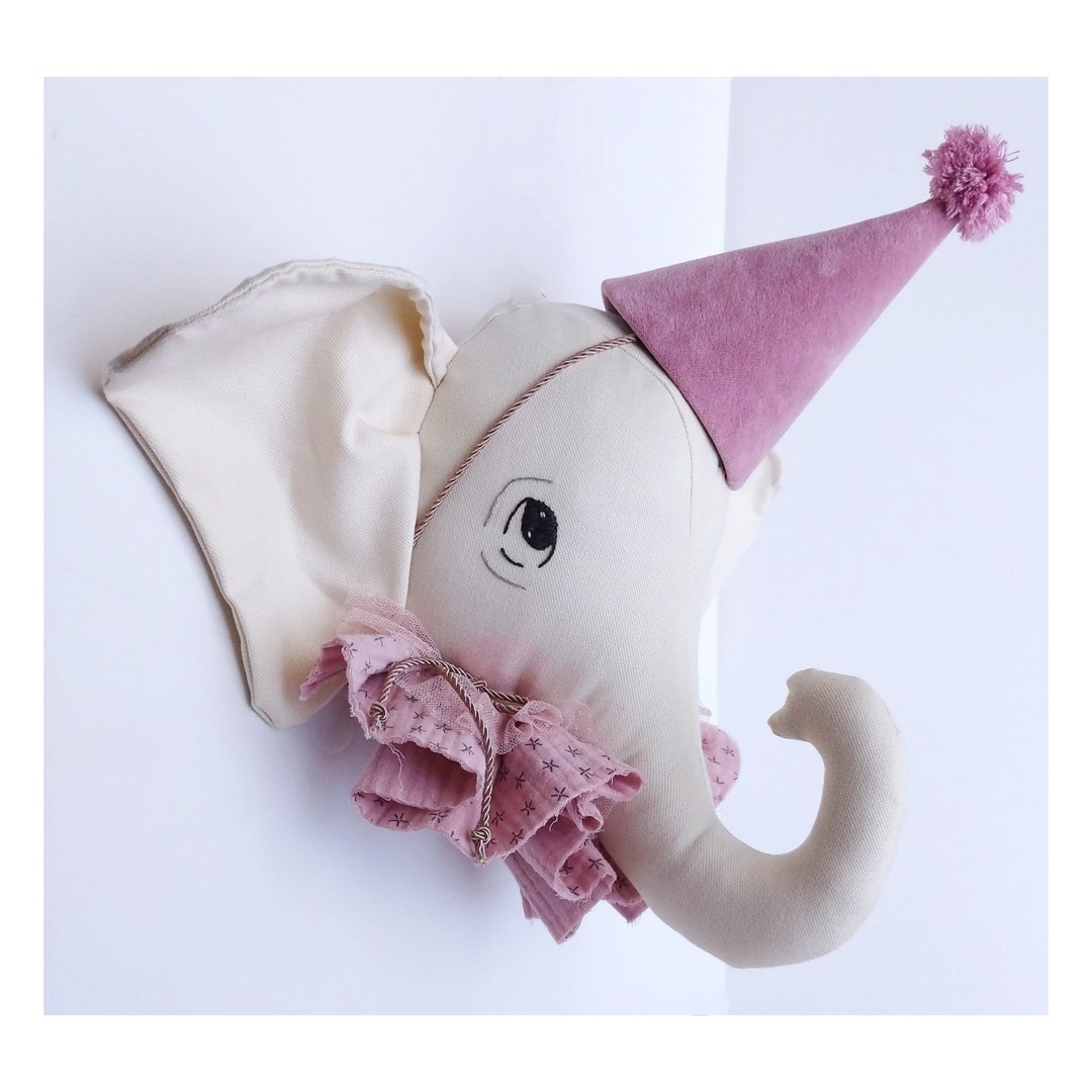 Stuffed Elephant Head Wall Mount: Kids Nursery Decor - Etsy