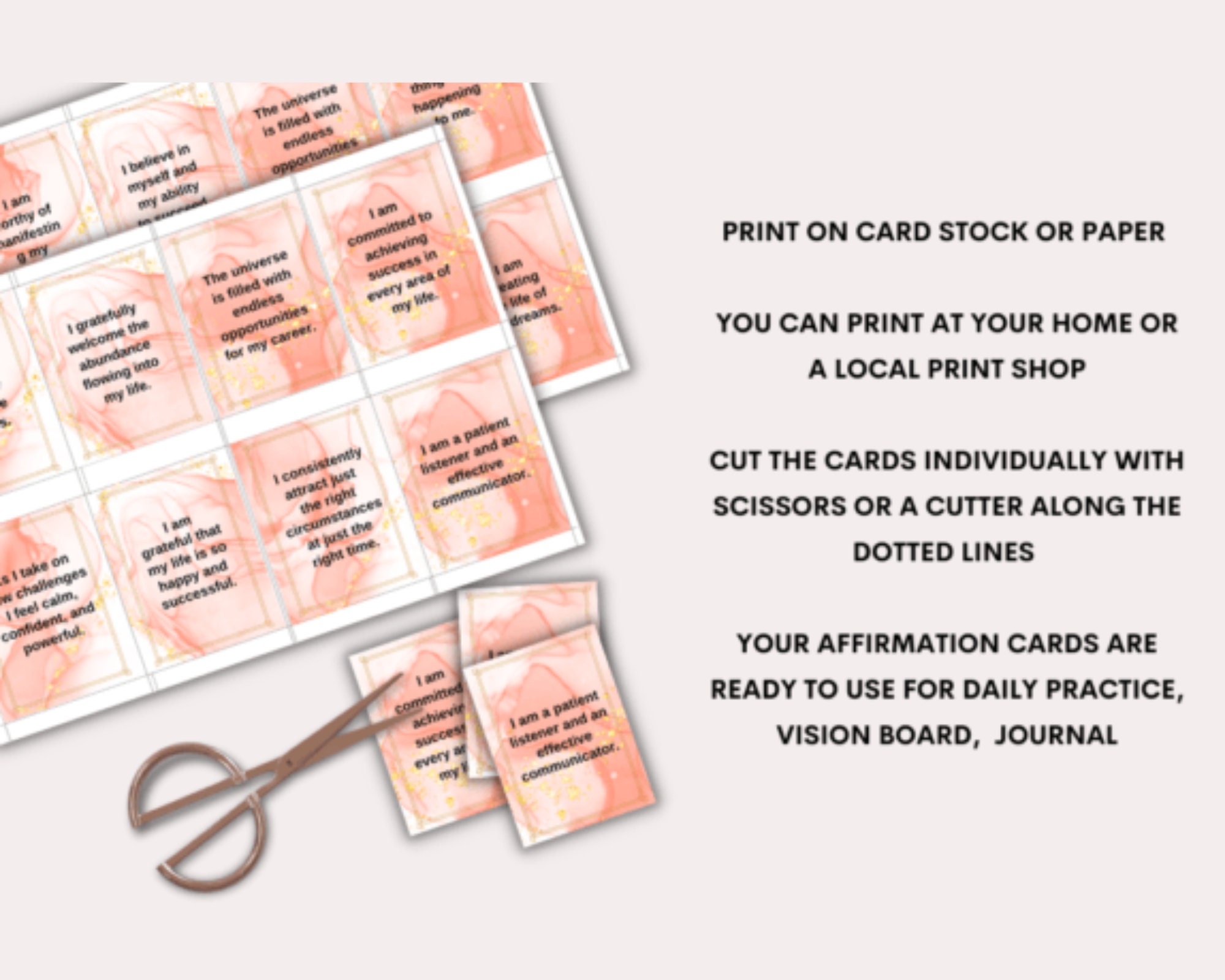 Success Affirmations Printable Cards for Positive Daily Inspiration ...