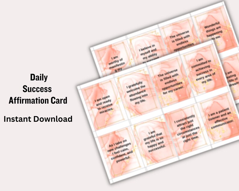 Success Affirmations Printable Cards for Positive Daily - Etsy