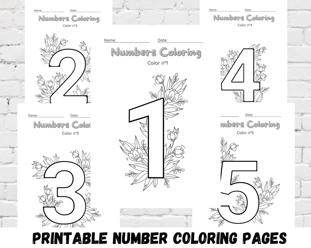 Numbers Floral Coloring Pages, Coloring Book for Relaxation, Children ...