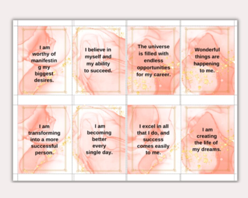 Success Affirmations Printable Cards for Positive Daily - Etsy