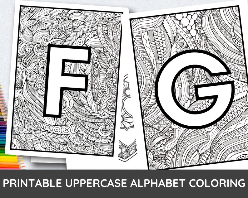 Uppercase Alphabet Mindful Coloring Pages Coloring Book for - Etsy
