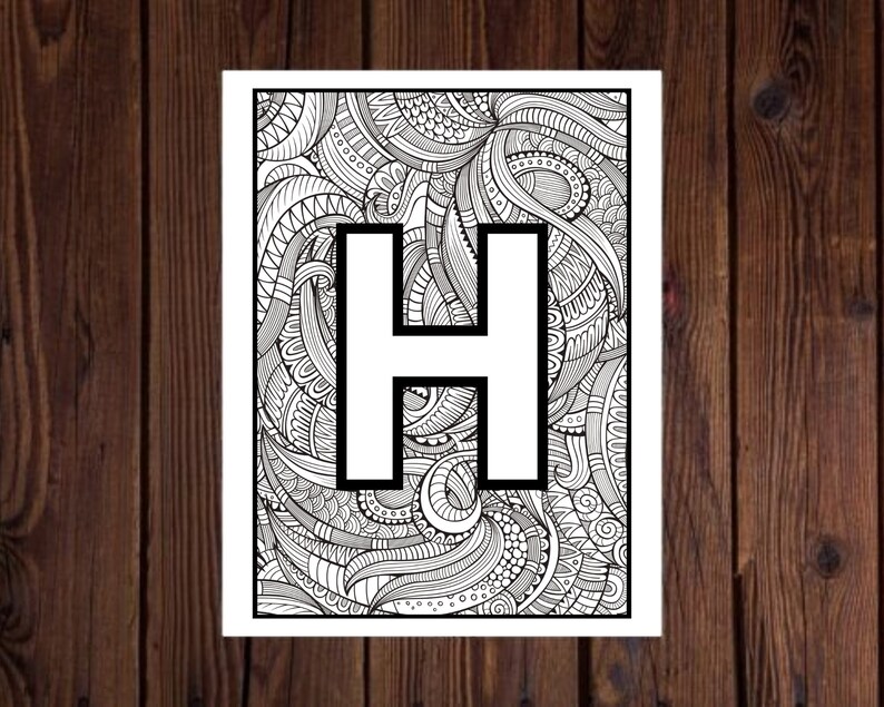 Uppercase Alphabet Mindful Coloring Pages Coloring Book for - Etsy