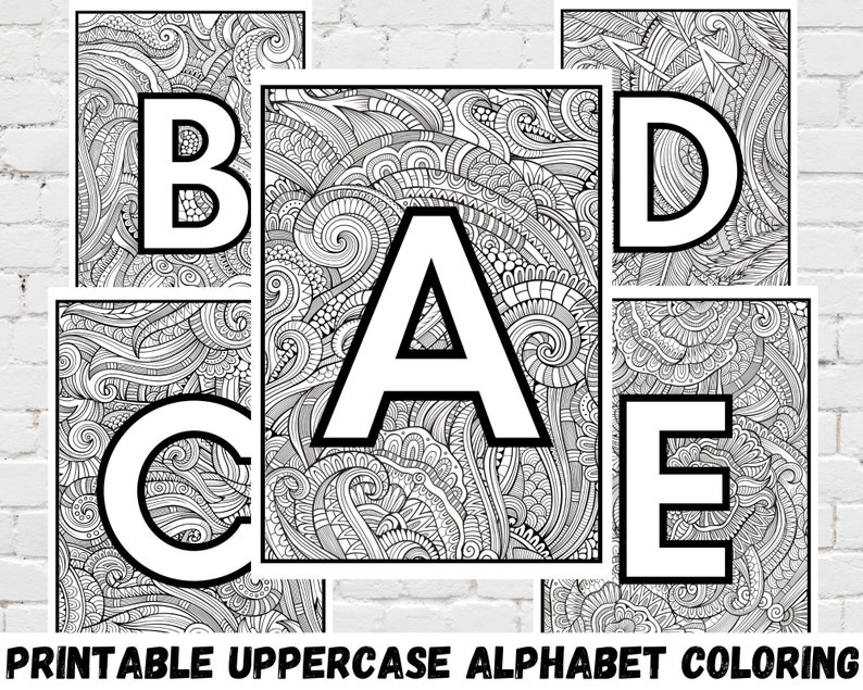 Uppercase Alphabet Mindful Coloring Pages Coloring Book for - Etsy