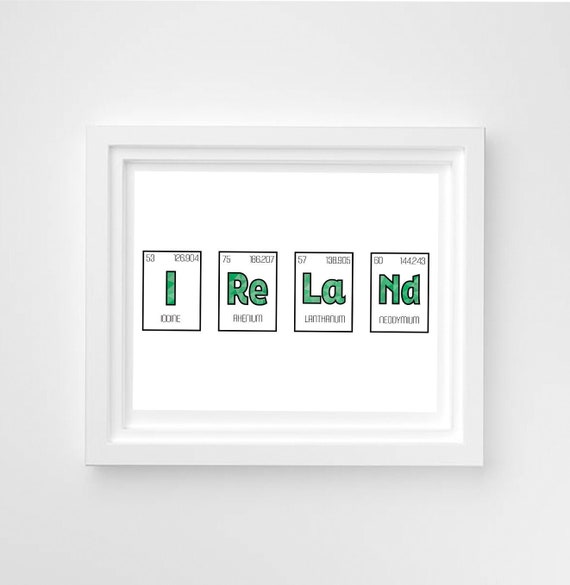 Periodic Table Word Art ireland Chemistry Print Custom | Etsy