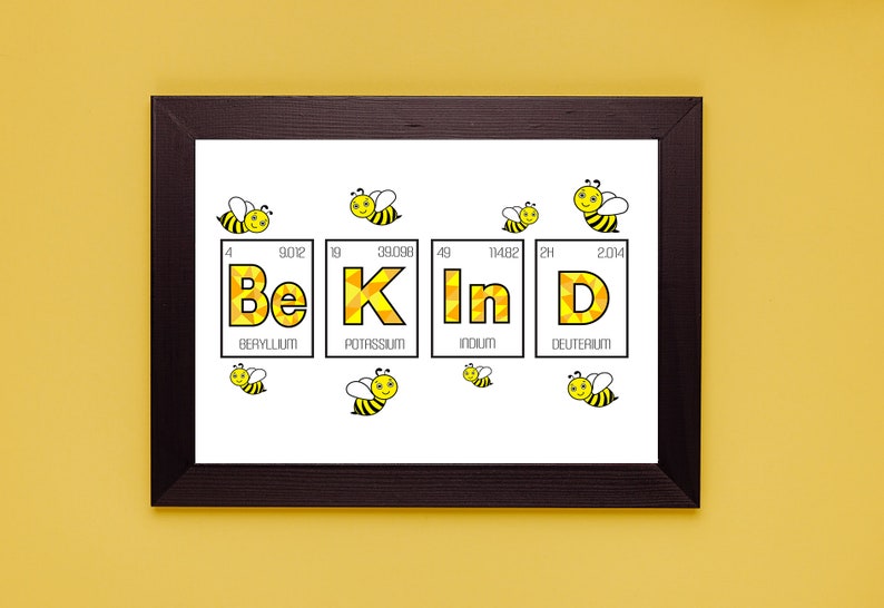 CUSTOM Periodic Table Word Art (be Kind, Bees), Chemistry Print, Custom ...