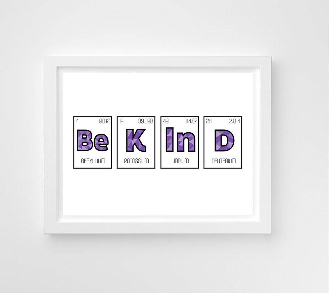 Periodic Table 'be Kind' Chemistry Art Print (digital Download) - Etsy