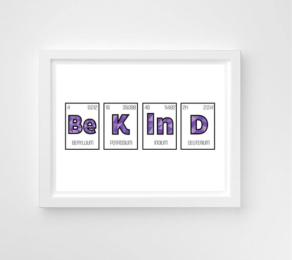 Periodic Table Word Art be Kind Chemistry Print Custom - Etsy