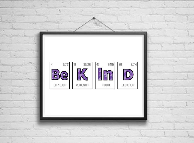 Periodic Table 'be Kind' Chemistry Art Print (digital Download) - Etsy