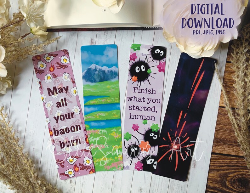 Digital Bookmarks | Ghibli Inspired Bookmarks | Howls Moving Castle ...