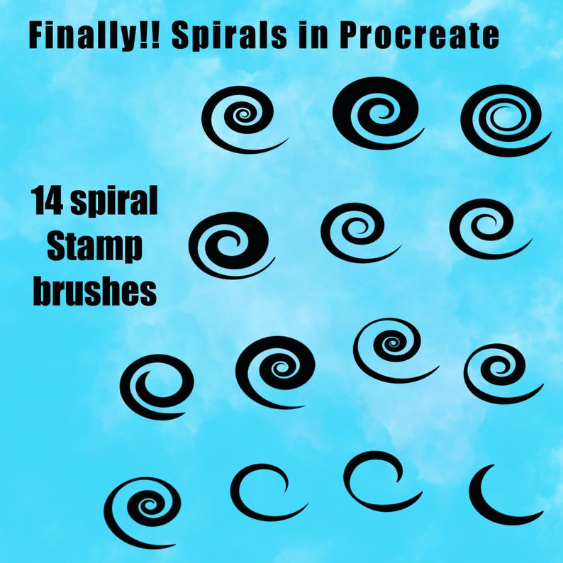 14 Spiral Procreate Stamp Brushes Spirals Swirls - Etsy