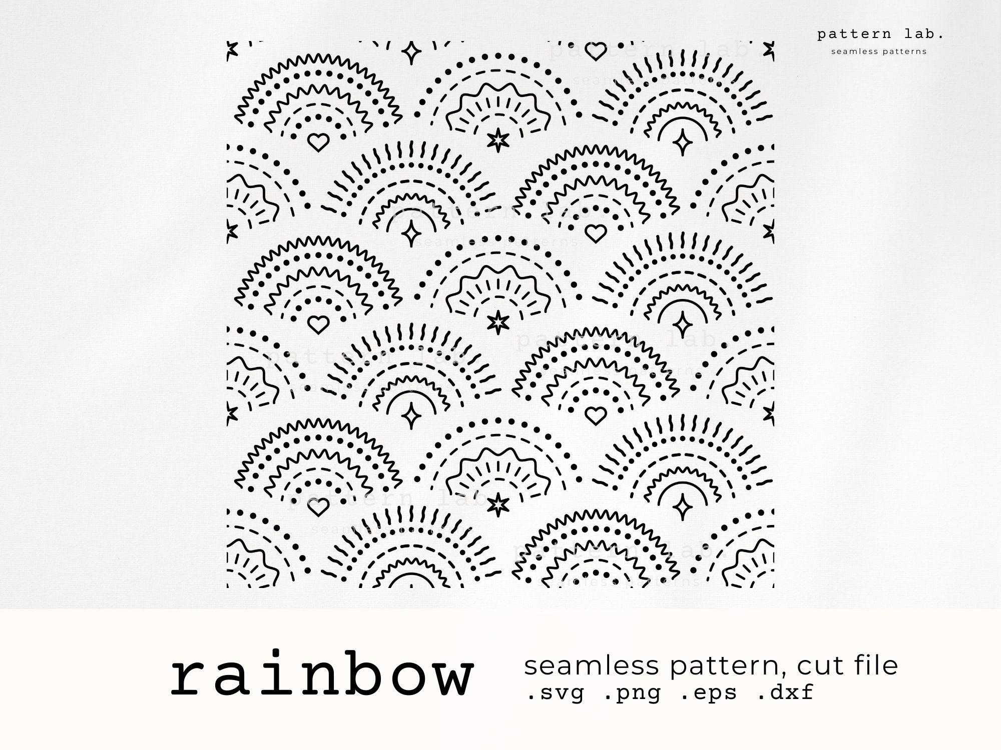 Rainbow Cut File for Cricut, Silhouette Seamless Pattern Svg Dxf Png ...
