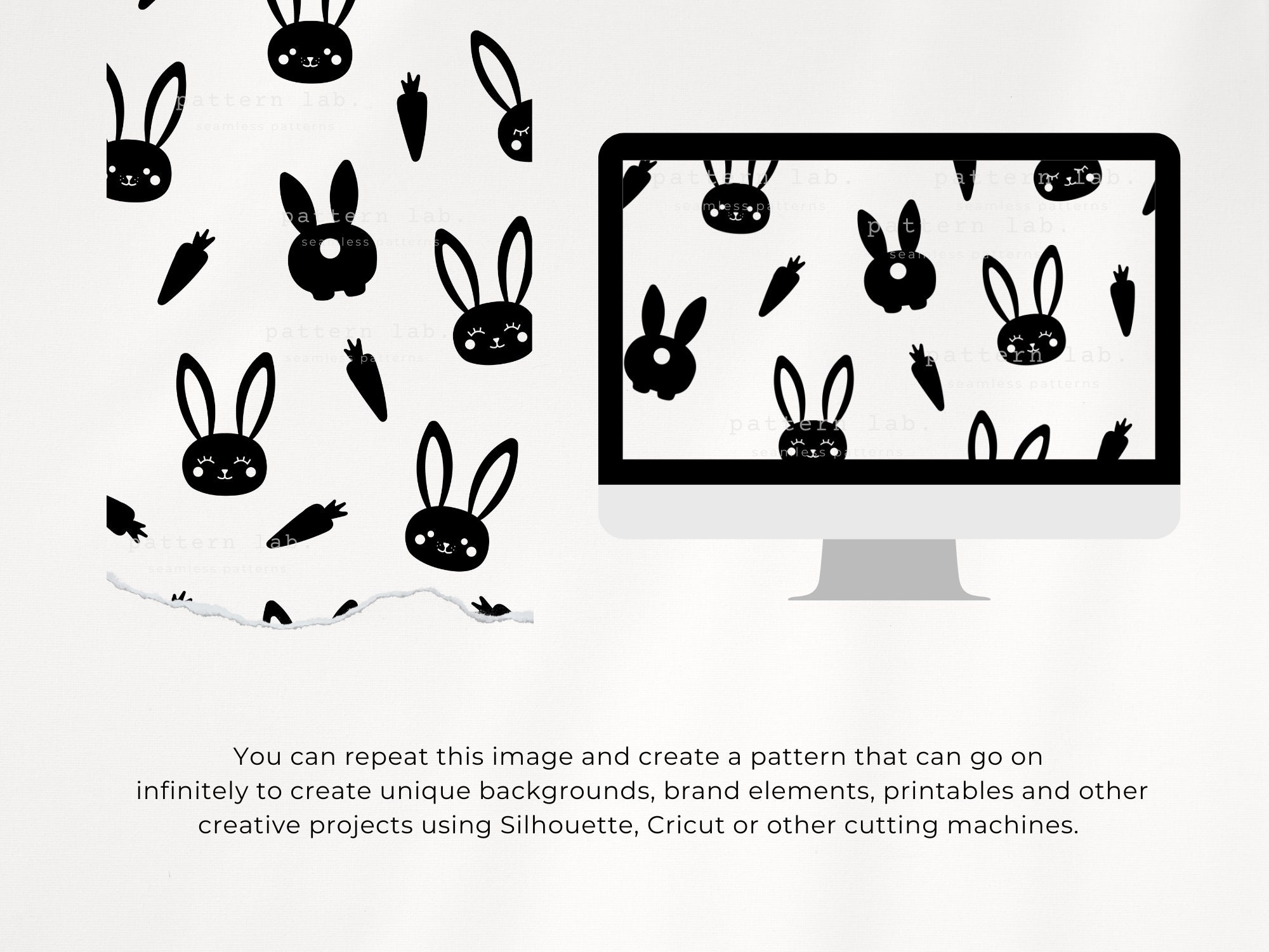 Bunnies N Butts Cut File for Cricut, Silhouette seamless Pattern Svg ...
