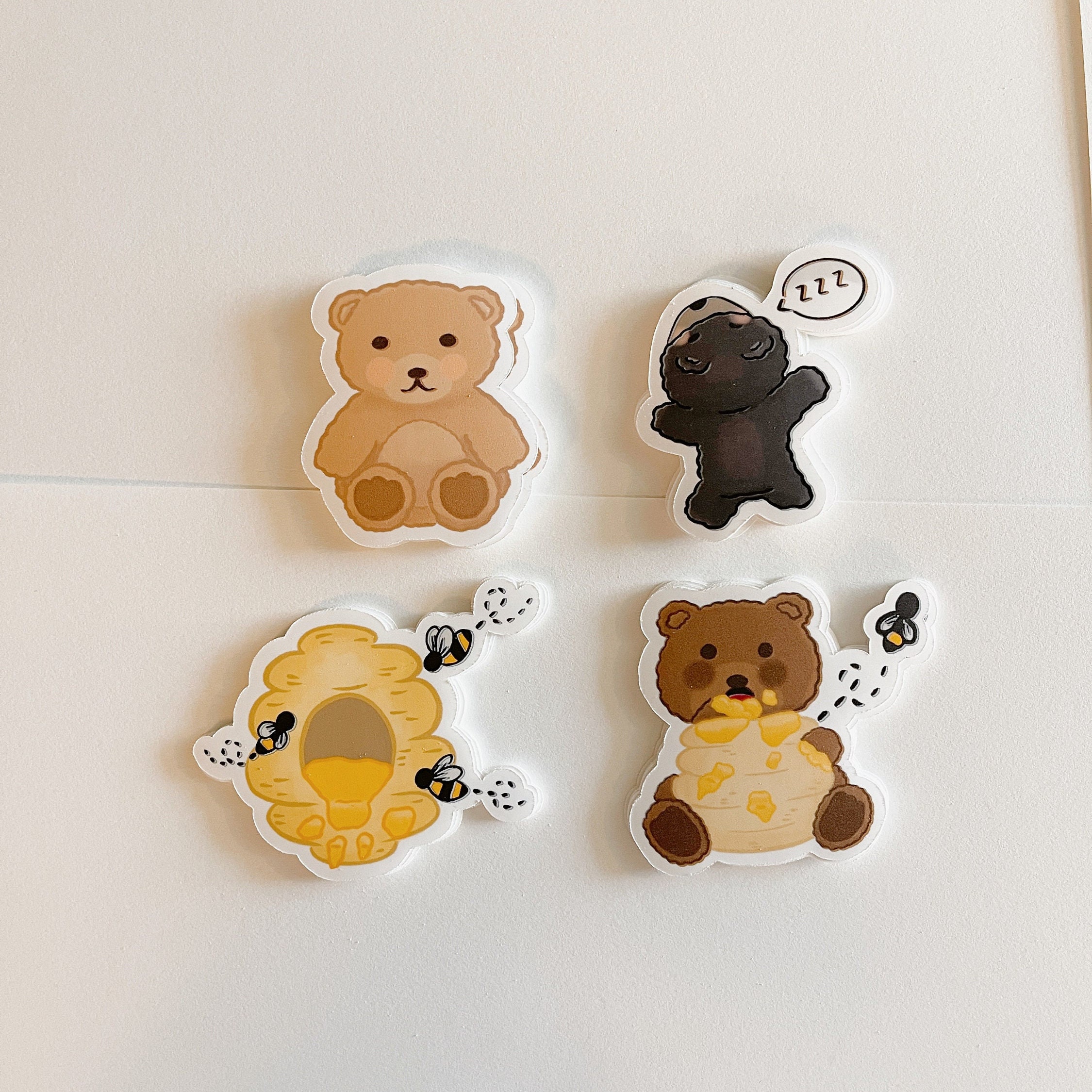 Bear and Bee Hive Die Cut Stickers Pack of 4 Animal Stickers, Bullet ...