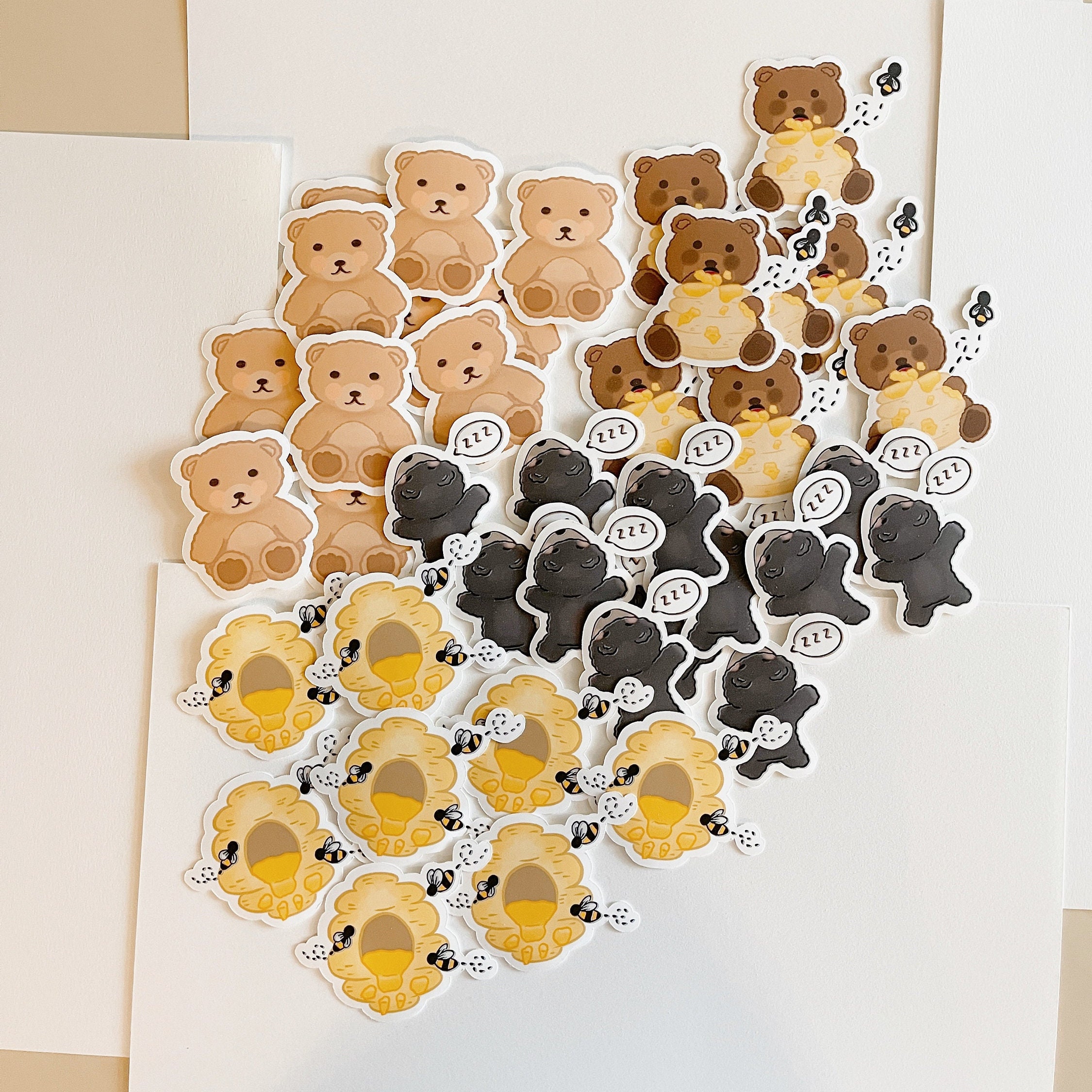Bear and Bee Hive Die Cut Stickers Pack of 4 Animal Stickers, Bullet ...