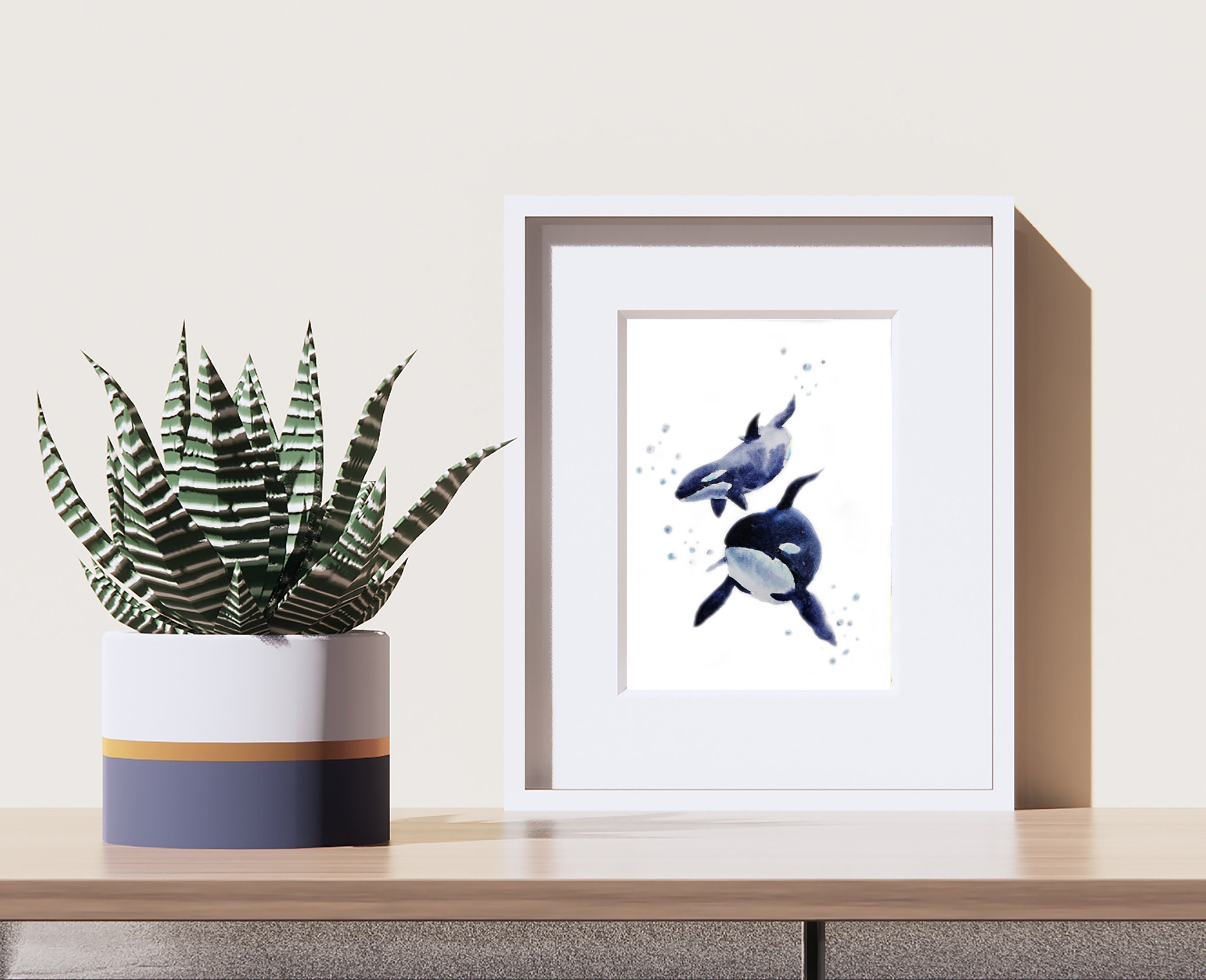 Killer Whale Couple Watercolor Painting Watercolor Art - Etsy