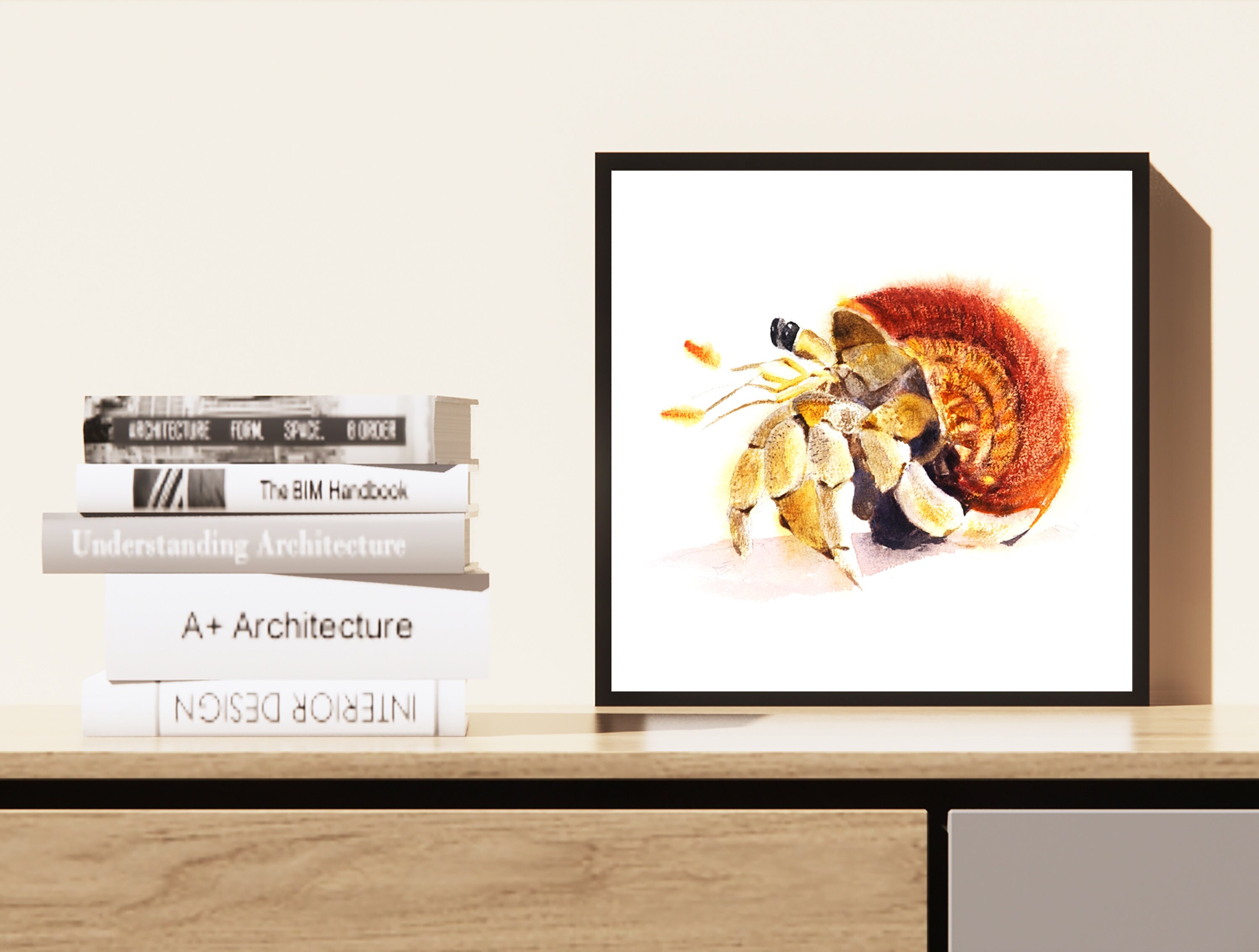 Watercolor Crab, Cute Little Hermit Crab, Hermit Crab Watercolor ...