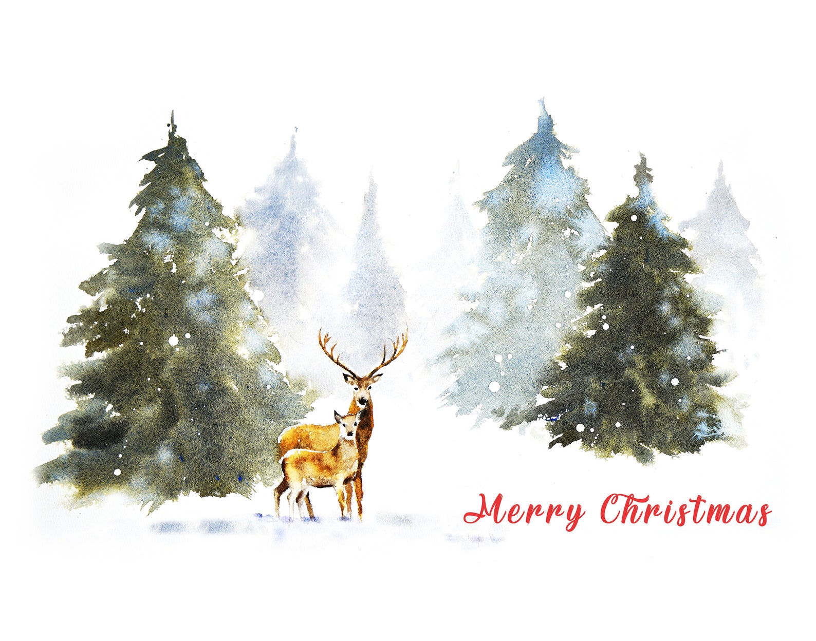 Watercolor Winter Clipart Christmas Watercolor Painting - Etsy