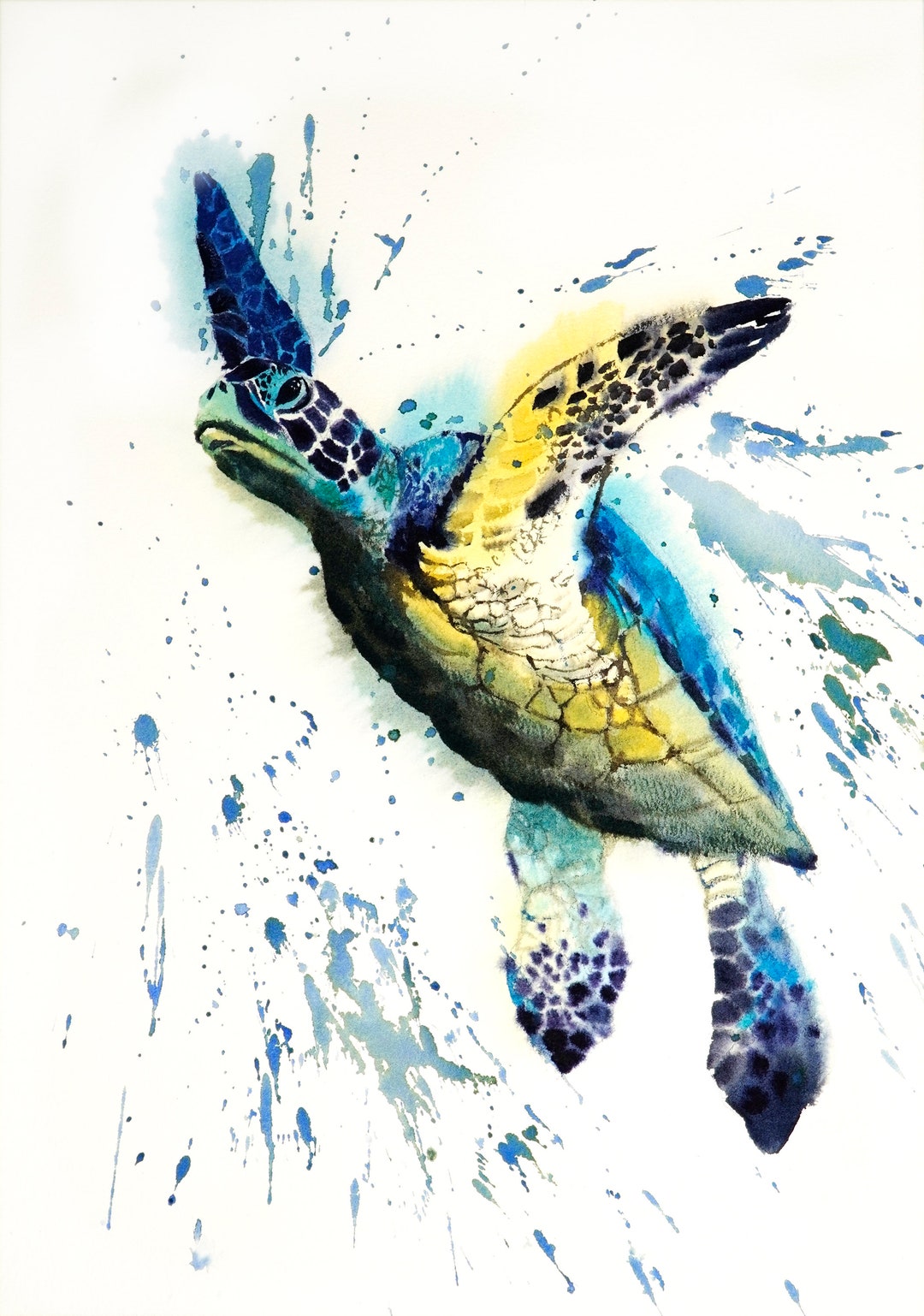 Sea Turtle Watercolor Painting Print , Art,animal, Illustration, Sea ...