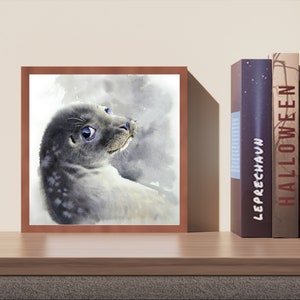 Baby Seal Painting, Gift for Seal Lovers, Wildlife Portrait, Seal ...