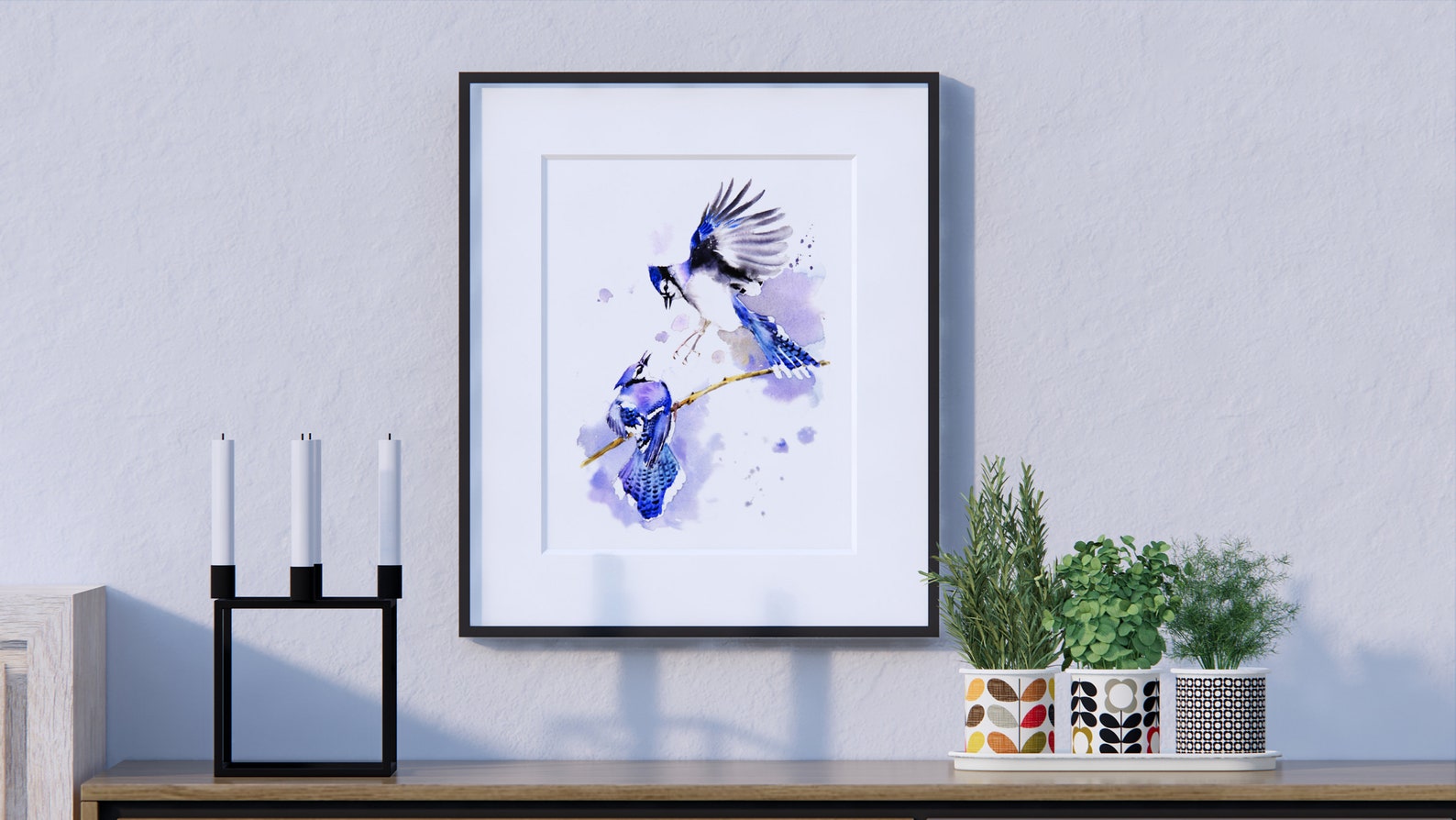Tow Blue Jay Print, Bird Watercolor Painting, Gift for Her, Winter ...
