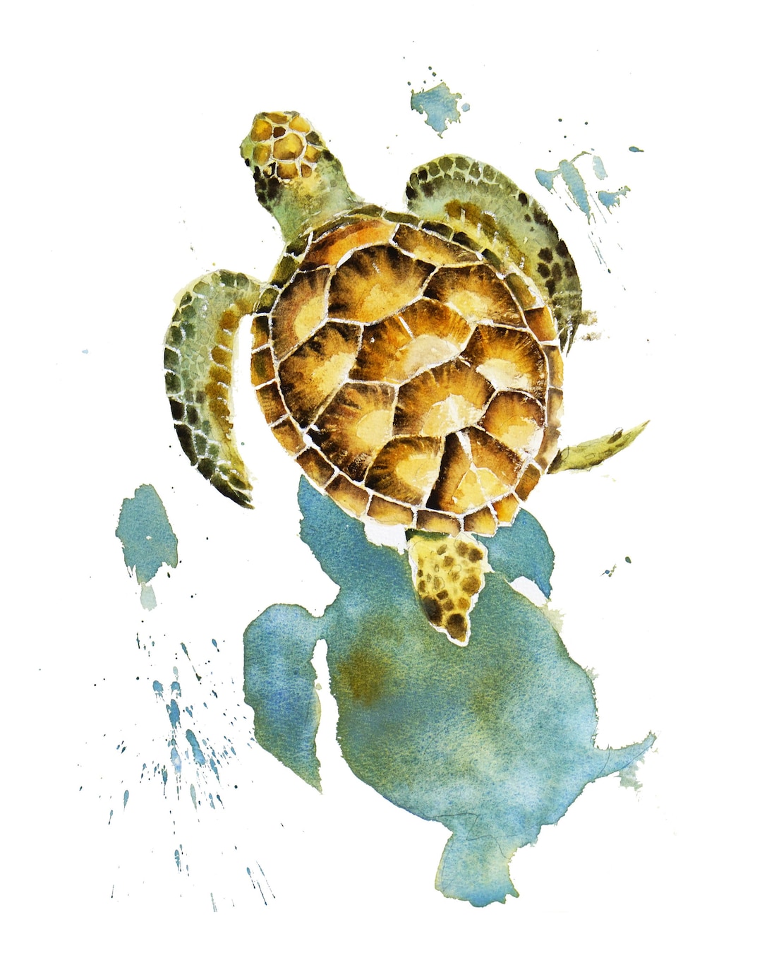 Sea Turtle Watercolor Painting, Sea Life Art, Watercolor Painting ...