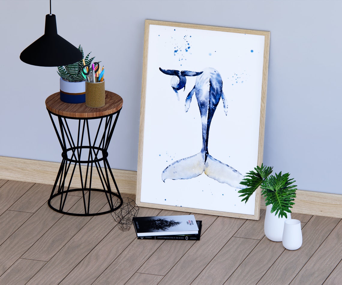 Humpback Whale Mother and Baby Watercolor Painting Whale - Etsy