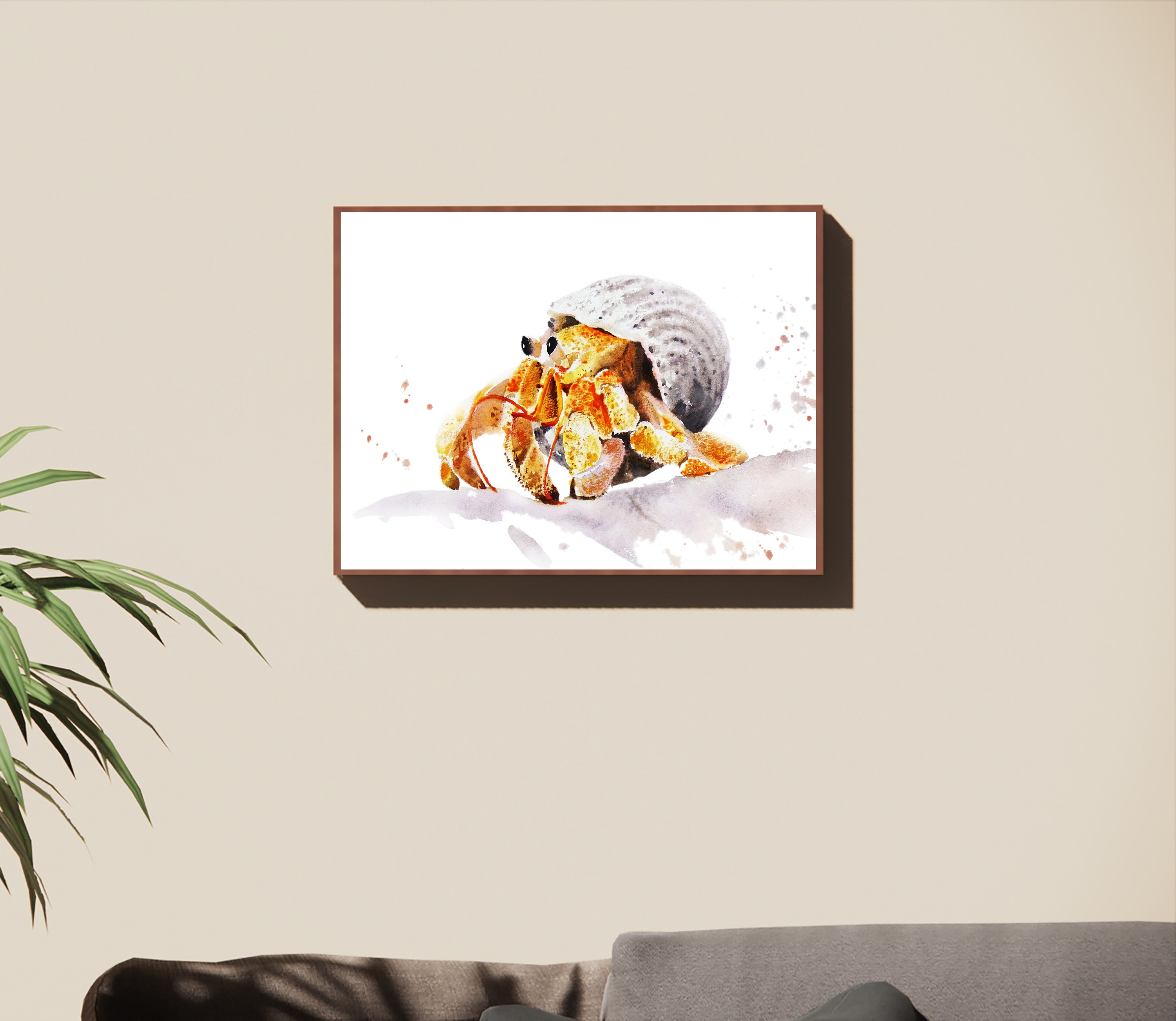 Watercolor Crab, Cute Little Hermit Crab, Hermit Crab Watercolor ...