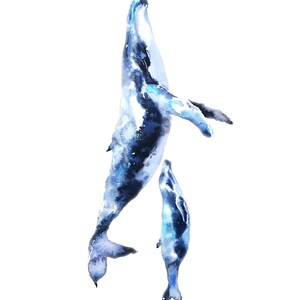 Humpback Whale Mother and Baby Watercolor Painting Whale - Etsy