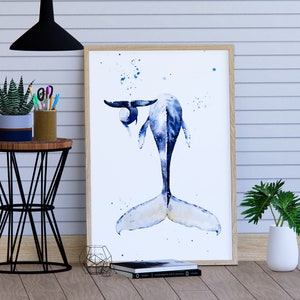 Humpback Whale Mother and Baby, Watercolor Painting, Whale Print, Whale ...