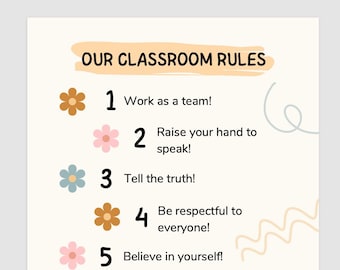 One Rule Classroom Poster: Boho Nature-themed - Etsy