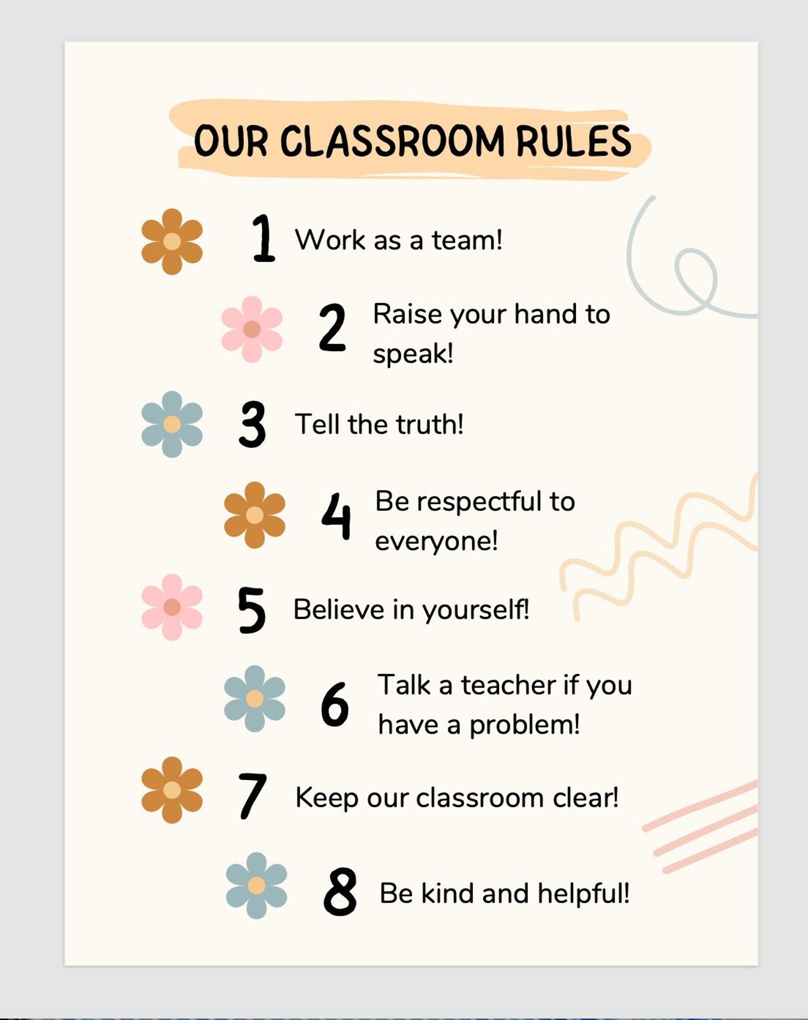 Aesthetic Classroom Rule Poster - Etsy