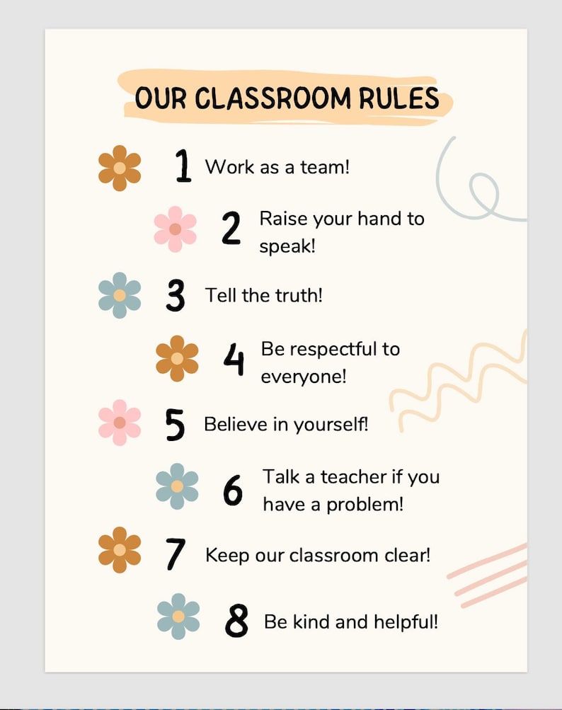 Aesthetic Classroom Rule Poster - Etsy