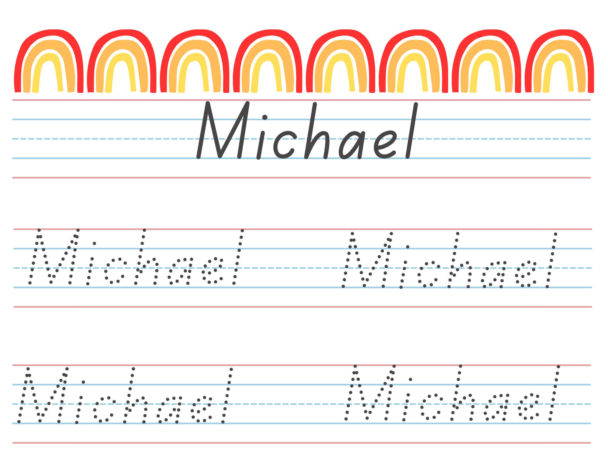 Tracing Name Worksheet - Etsy
