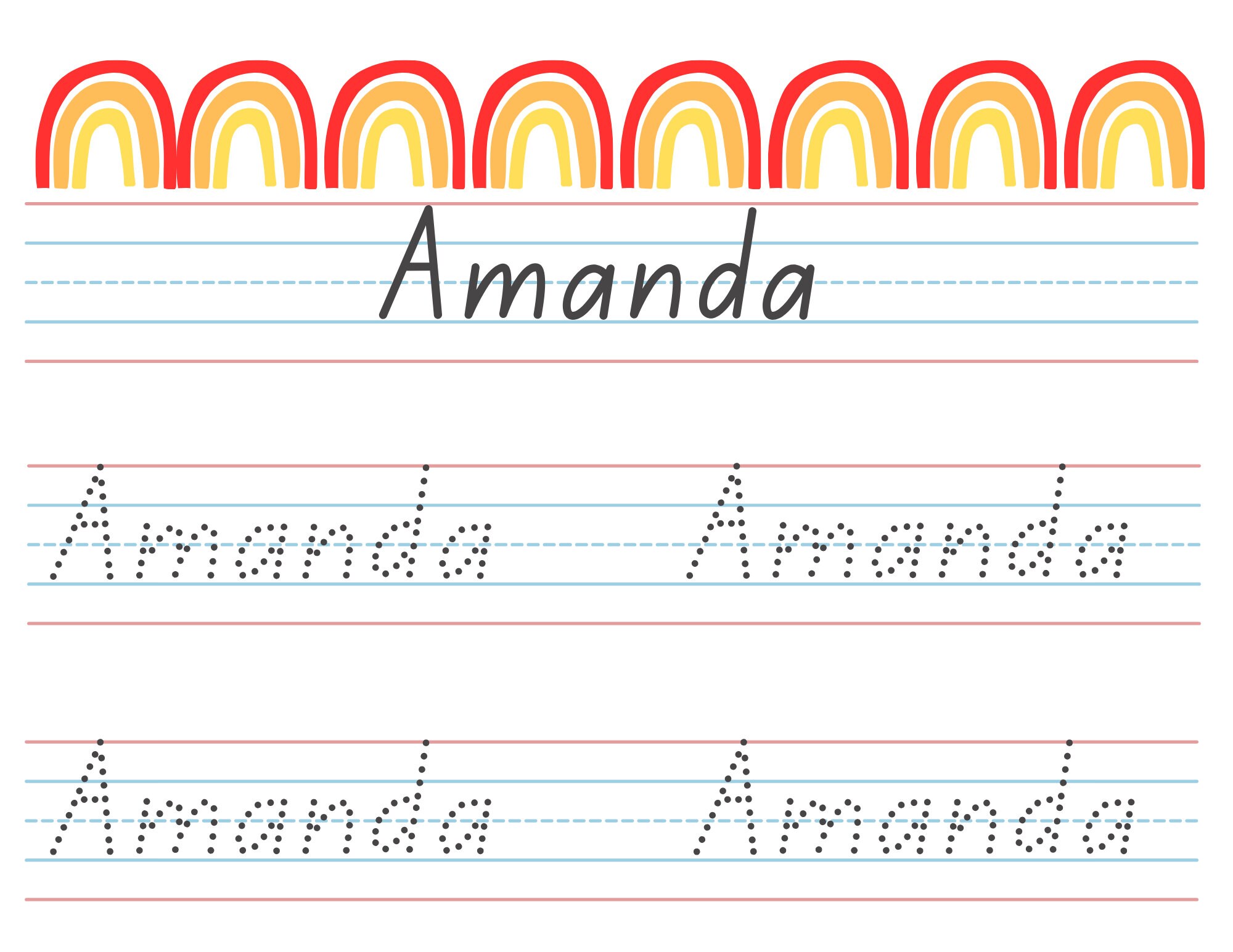 Tracing Name Worksheet - Etsy