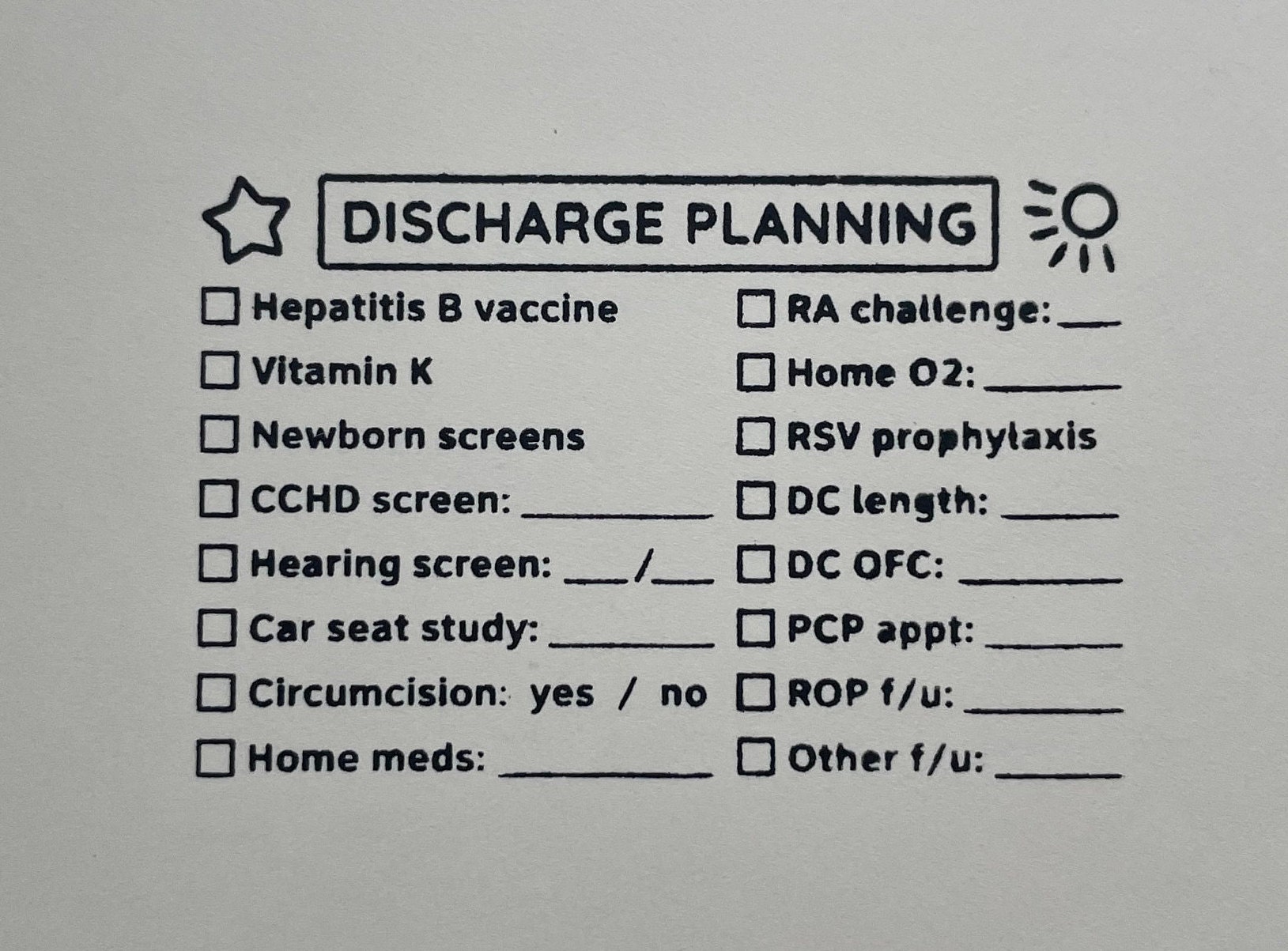 NICU Discharge Planning Checklist - Etsy