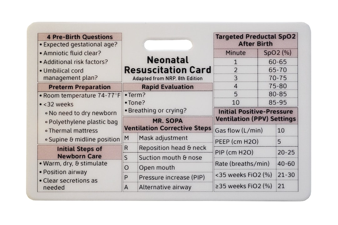 Neonatal Resuscitation Card - NRP - RN - Nicu Nurse - NNP - Quick Badge ...