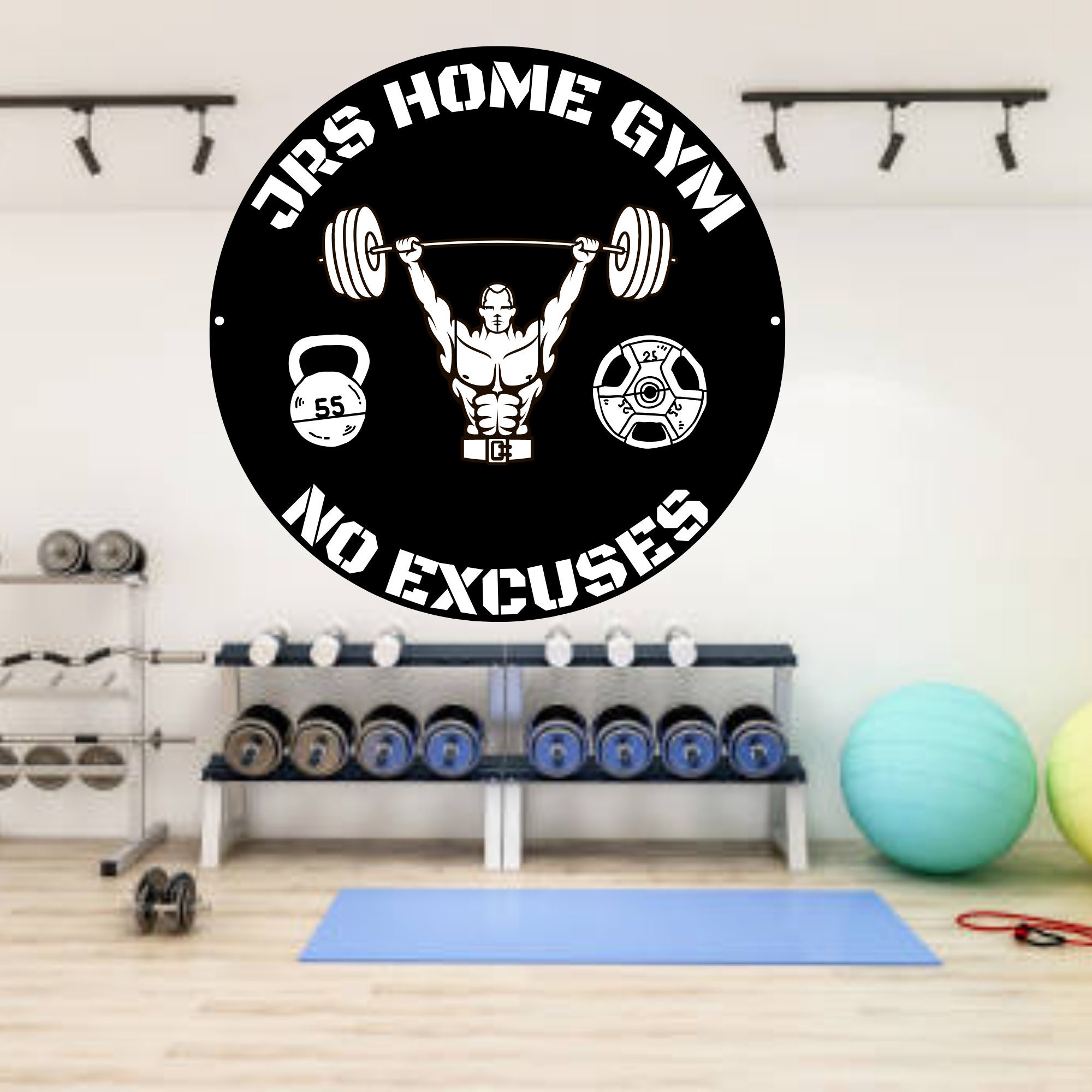 Gym Metal Wall Art, Personalized Home Gym Signs for Workout Room ...