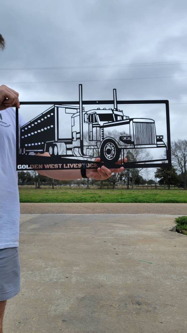Livestock Trailer Semi, Big Rig, Trucker, Metal Sign, Art, Wall Decor ...