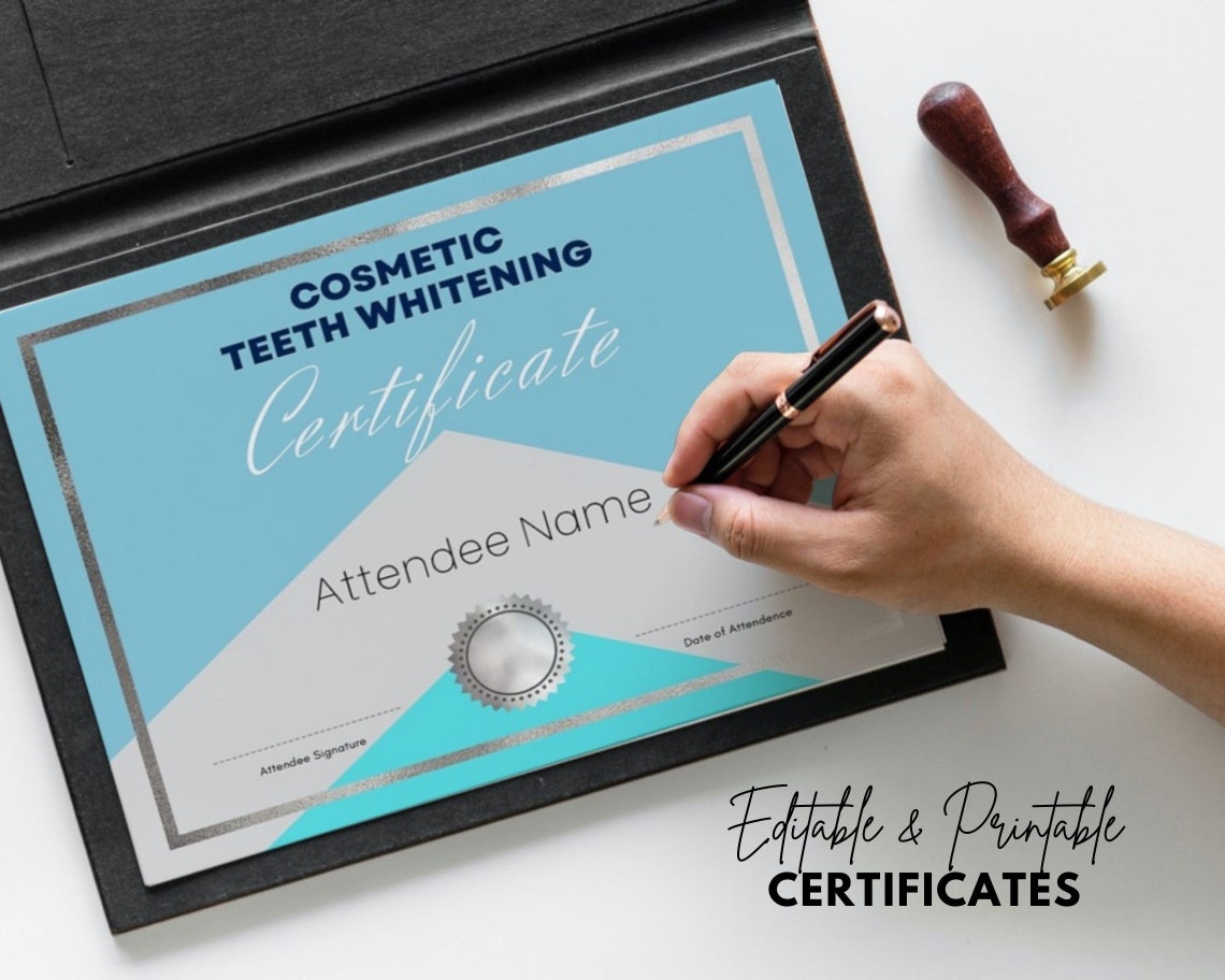 20 X Teeth Whitening Certificates Editable in Canva Printable Tooth ...